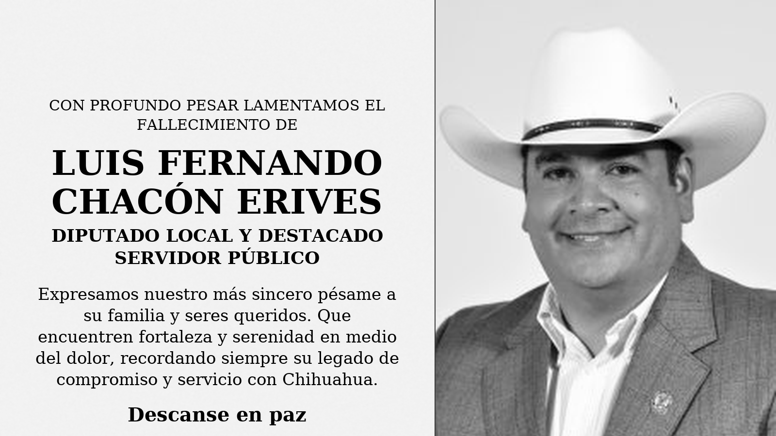 Luto en Chihuahua por la partida del diputado Luis Fernando Chacón ...
